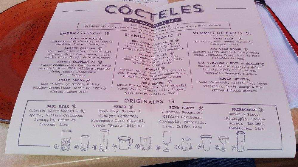Menu at Vaca steakhouse, Costa Mesa, 695 Town Center Dr Suite 170