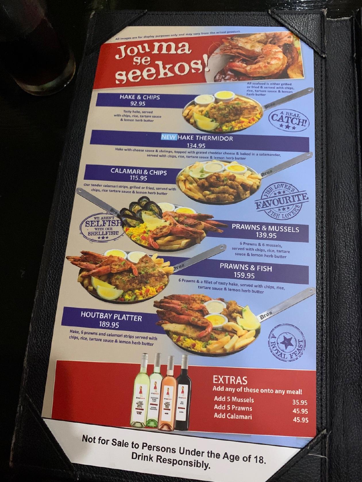 Menu at Dros Okavango restaurant, Cape Town, Okavango Crossing Shopping ...