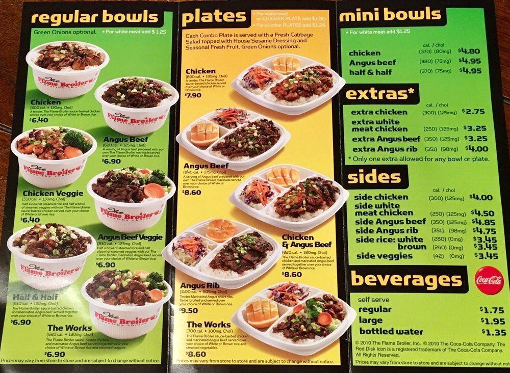Carta de comida rápida Flame Broiler, Culver City, Jefferson Blvd