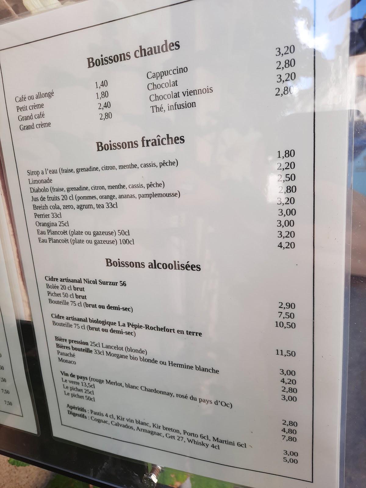 Menu at La Terrasse restaurant, Rochefort-en-Terre