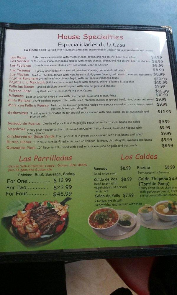 Menu at Las Ranas Taqueria restaurant, Houston, Hwy 249 Tomball