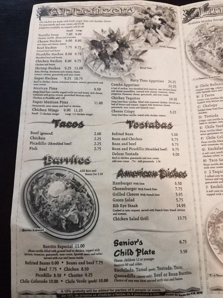 Menu at Los Cabos Mexican Restaurant, Creswell