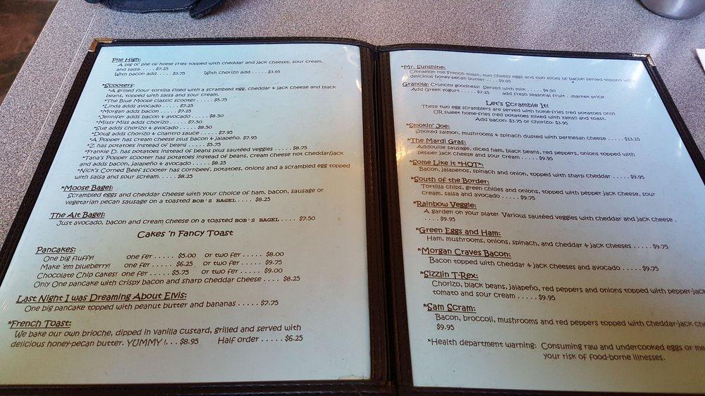 Menu at Blue Moose Cafe, Port Townsend