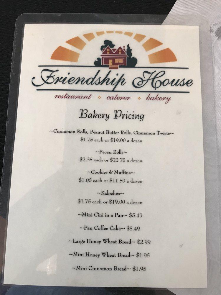 Menu at Friendship House - Wamego KS cafe, Wamego