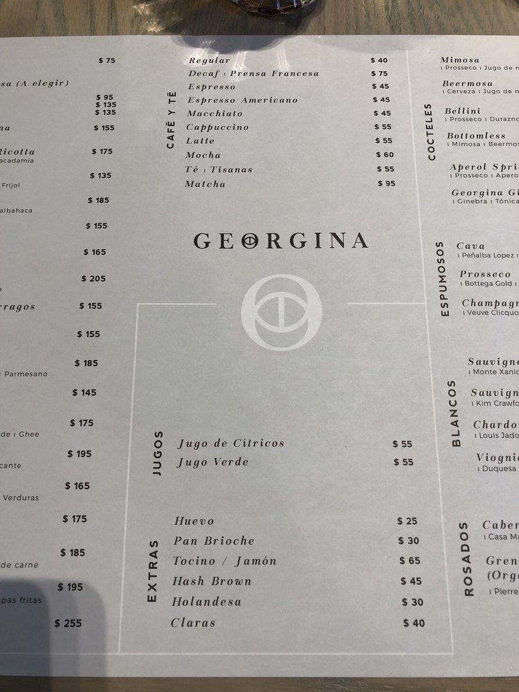 Carta de Georgina Restaurante, Tijuana