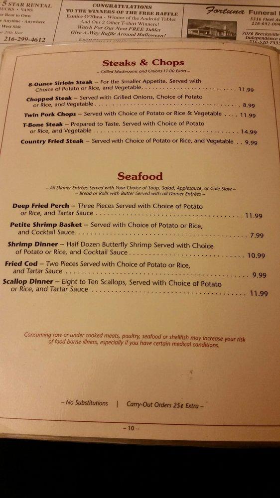 Menu at Red Chimney restaurant, Cleveland