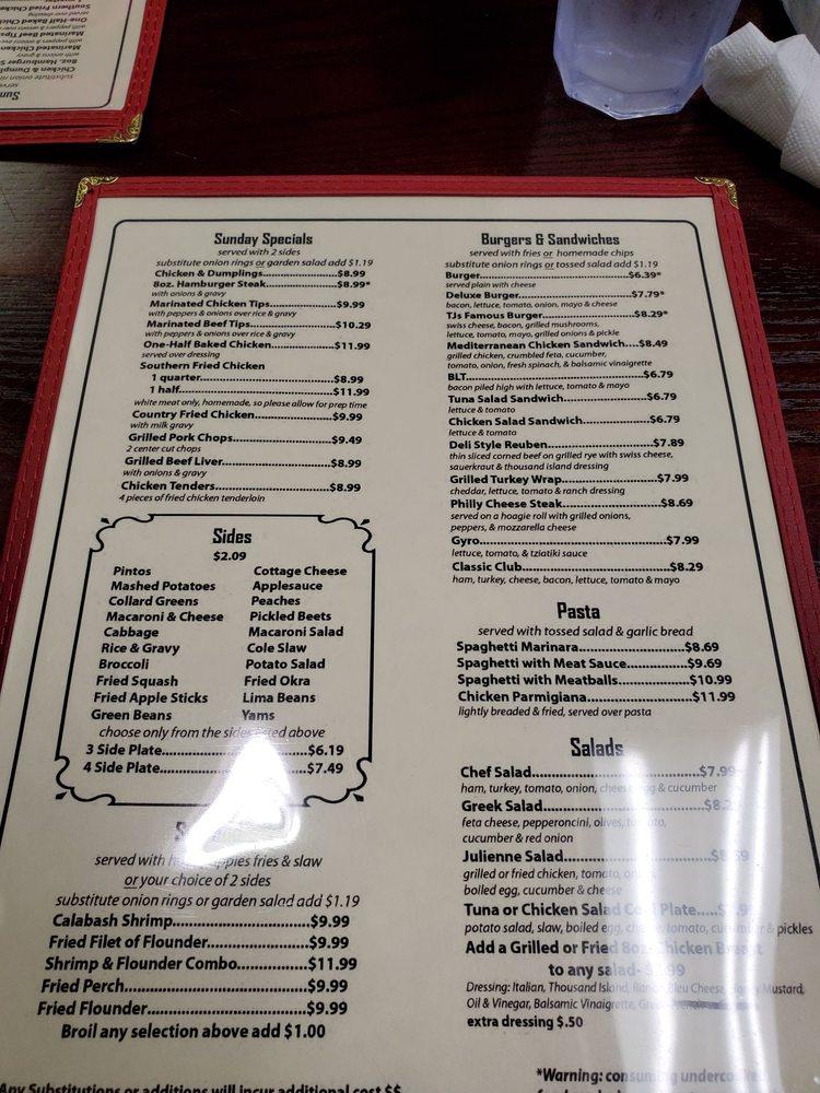 Menu at TJ's Family Restaurant, Rock Hill