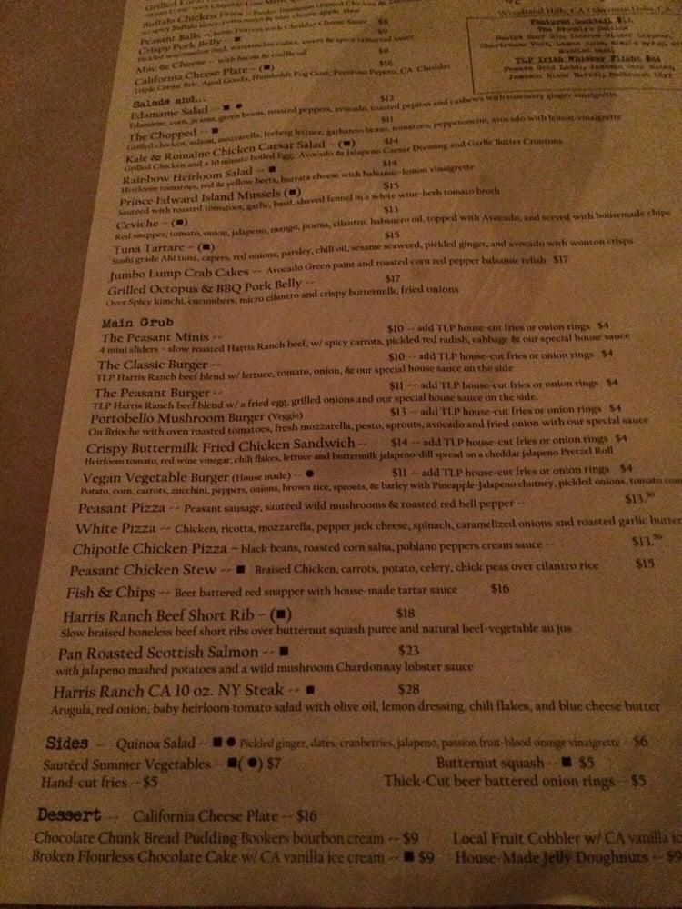Menu at The Local Peasant - Woodland Hills Restaurant & Bar - Dine-In ...