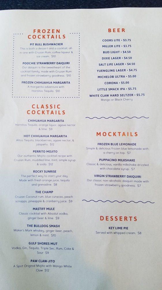 Menu at The Spot BBQ, Gulf Shores