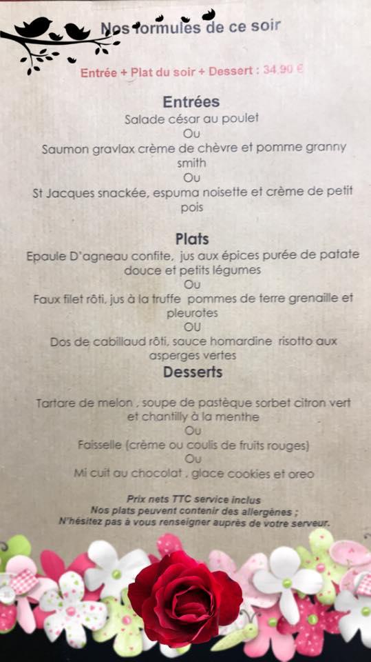 Menu at Ck’s Lounge restaurant, Lyon