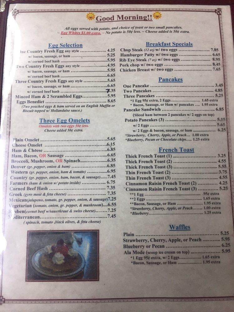 Menu at Red Apple cafe, Dixon