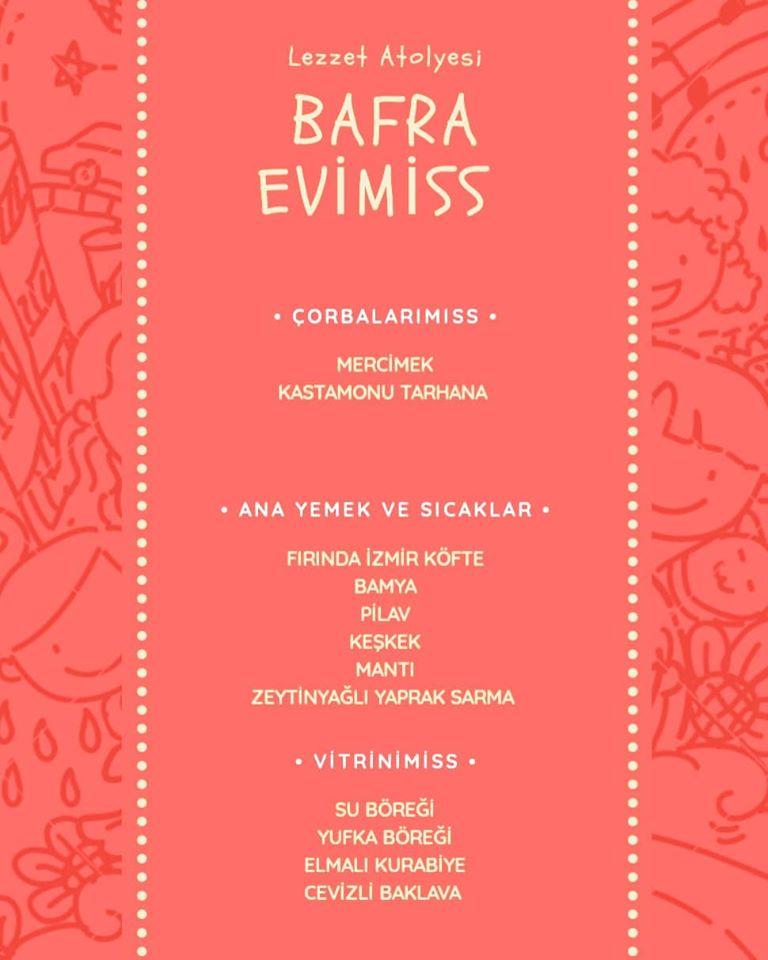 Menu at BAFRA EVİMİSS YÖRESEL LEZZETLER, Bafra