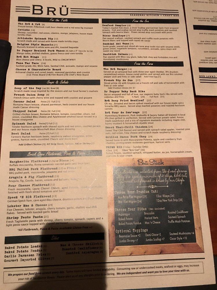 Menu at Brü Grill & Market pub & bar, Lake Forest