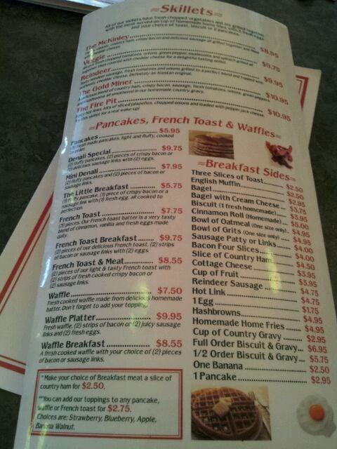 Menu at Denali Family Restaurant, Wasilla, 121 S Lamont Cir