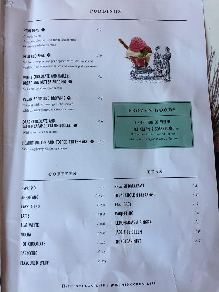 Menu at The Dock pub & bar, Cardiff