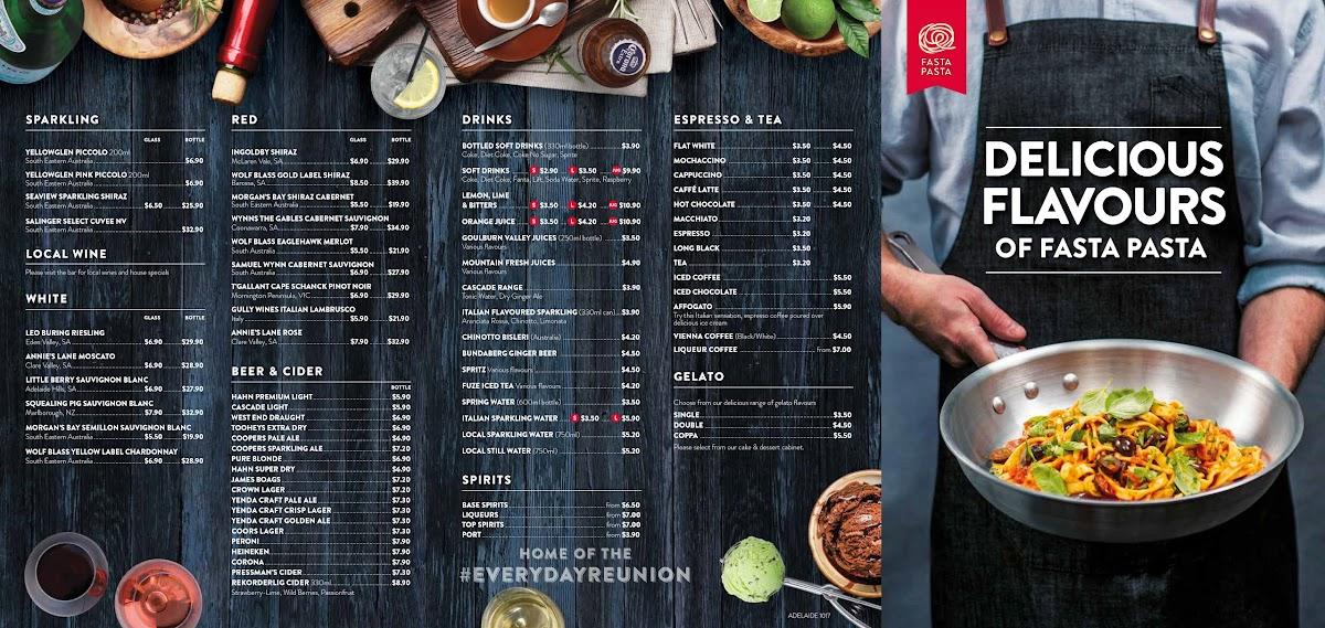 Menu at Fasta Pasta restaurant, Sefton Park