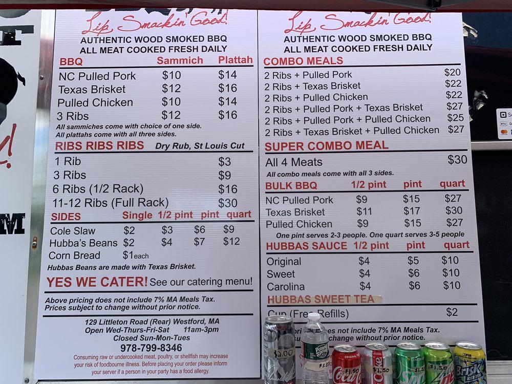 Carta de Hubba's Real Pit BBQ, Westford