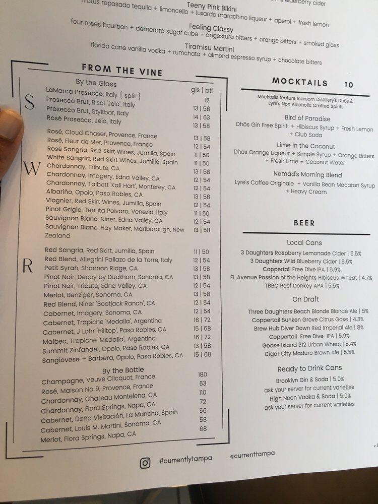 Menu at Julian Restaurant, Tampa
