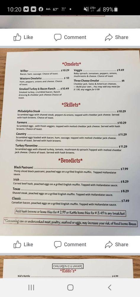 Menu at Kopper Kettle restaurant, Topsham