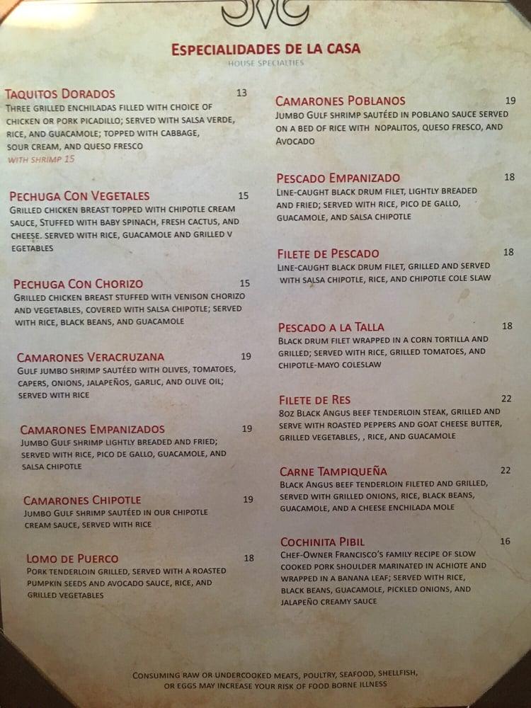 Menu at Santa Catarina restaurant, Cedar Park
