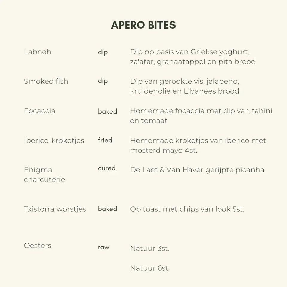 Menu at Sensi Concepts, Kalmthout