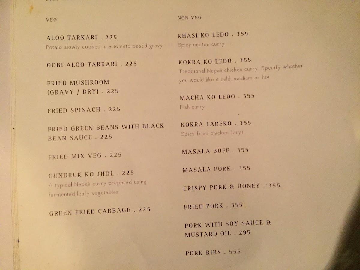 Menu at Yeti - The Himalayan Kitchen, Mumbai