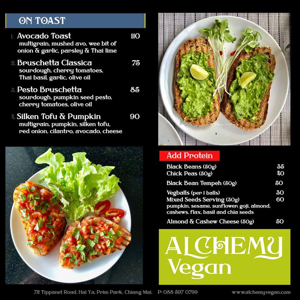 Menu at Alchemy Vegan cafe, Chiang Mai, 9
