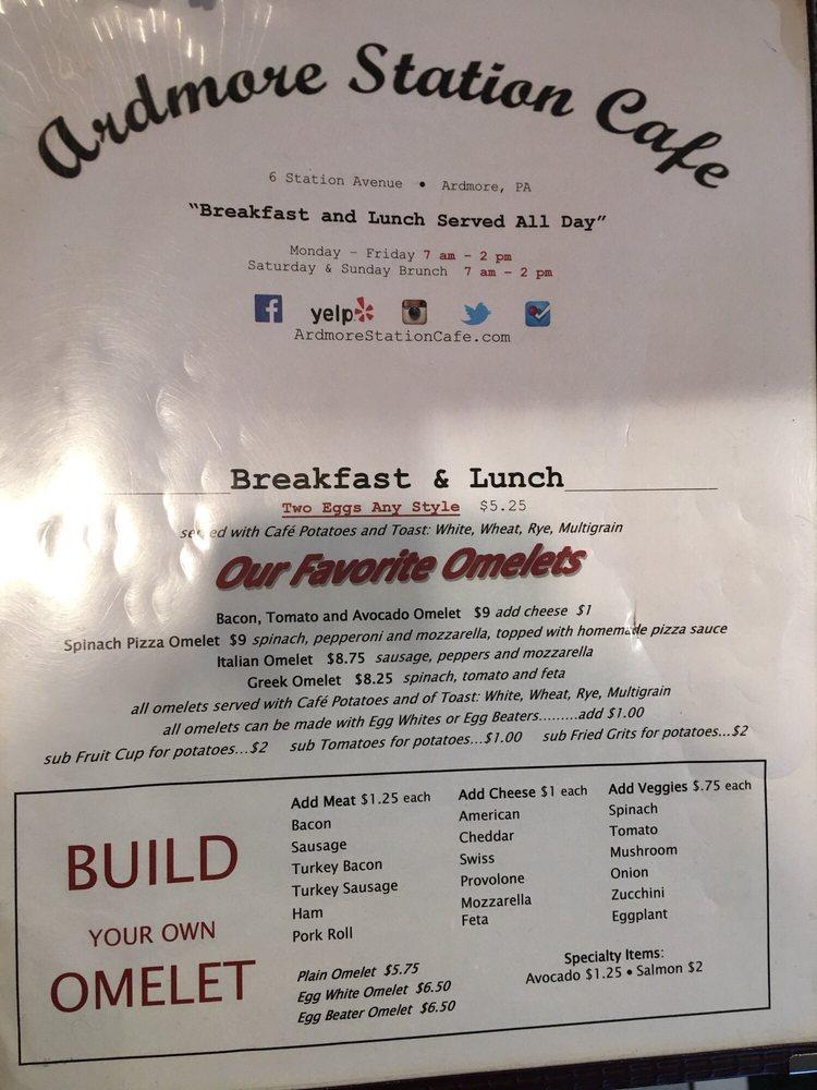 Menu at Ardmore Station Cafe, Ardmore