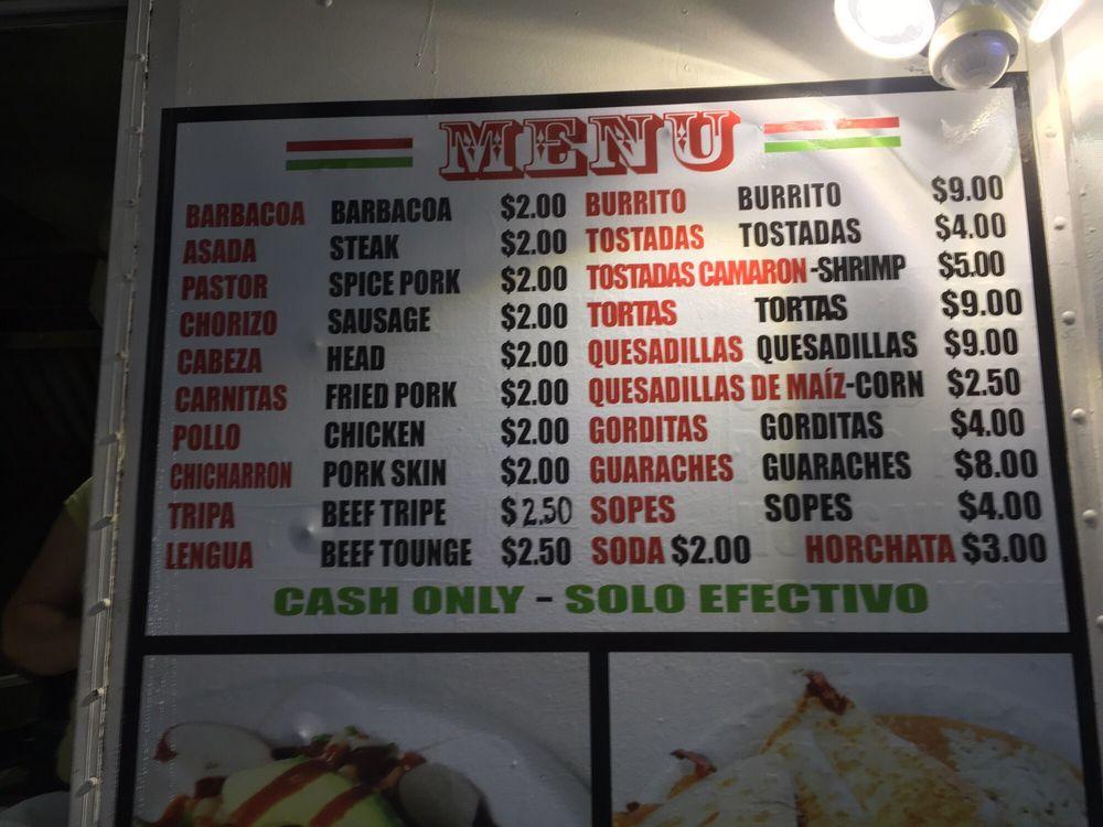 Menu at El Taco Rico, Lake Worth