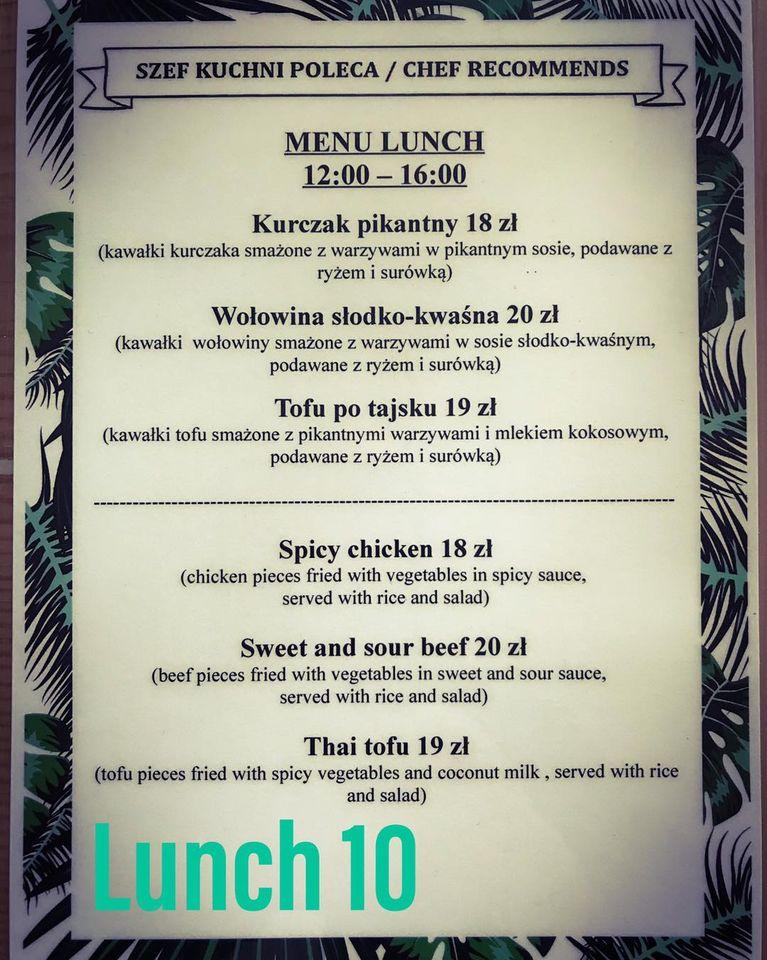 Menu at Ming Wok restaurant, Poznań
