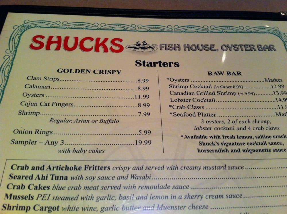 Menu at Shucks Fish House & Oyster Bar, Omaha, Leavenworth St