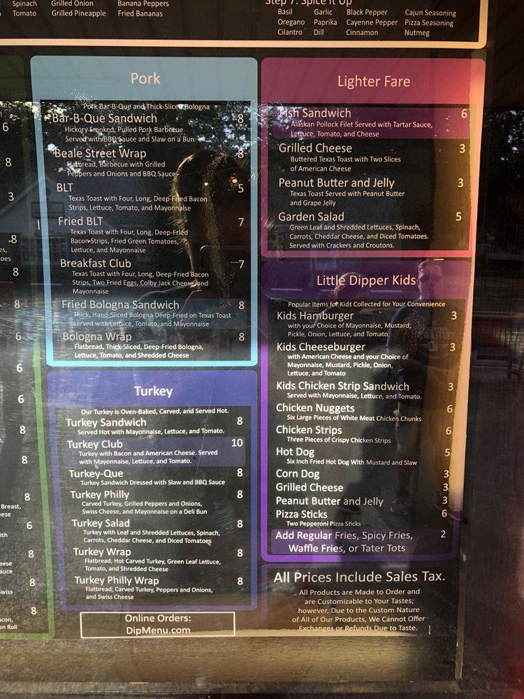 Menu at Velvet Cream–The Dip fast food, Hernando
