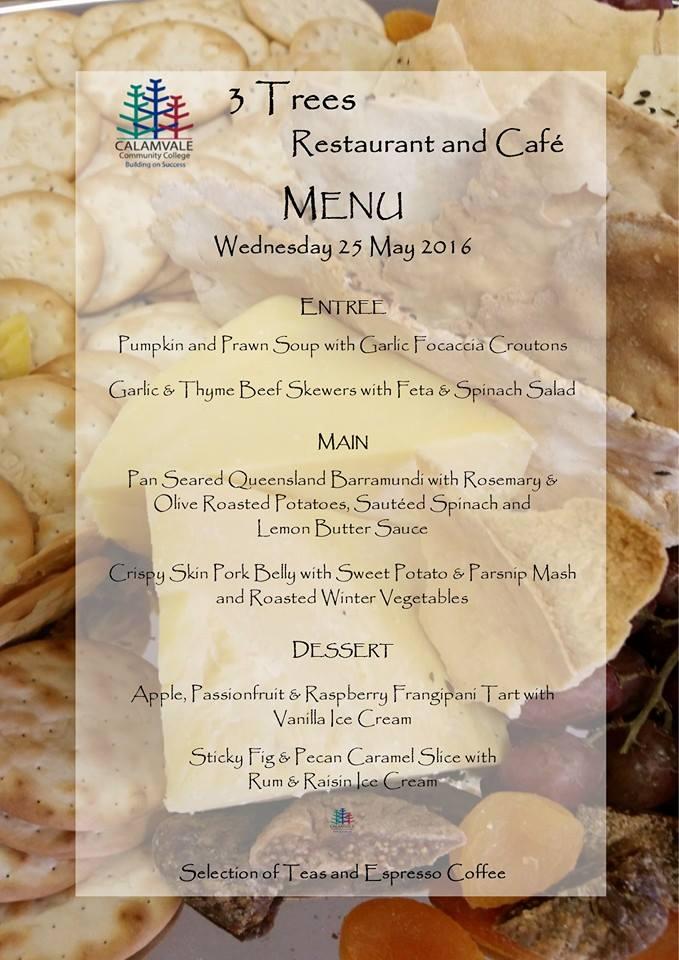 Menu at 3 Trees Restaurant and Cafe, Calamvale