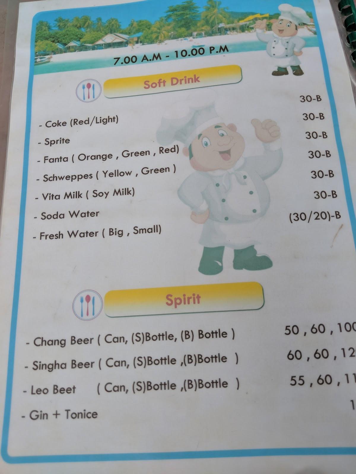 Menu at Forever Restaurant, Ko Tarutao