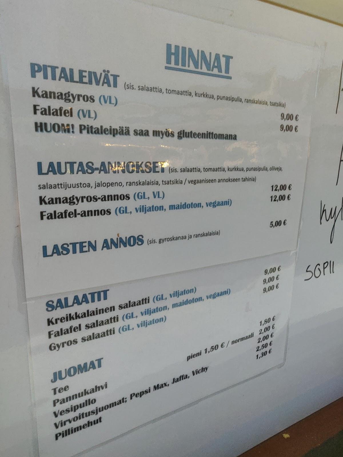 Menu at Fritters! Oulu restaurant, Oulu