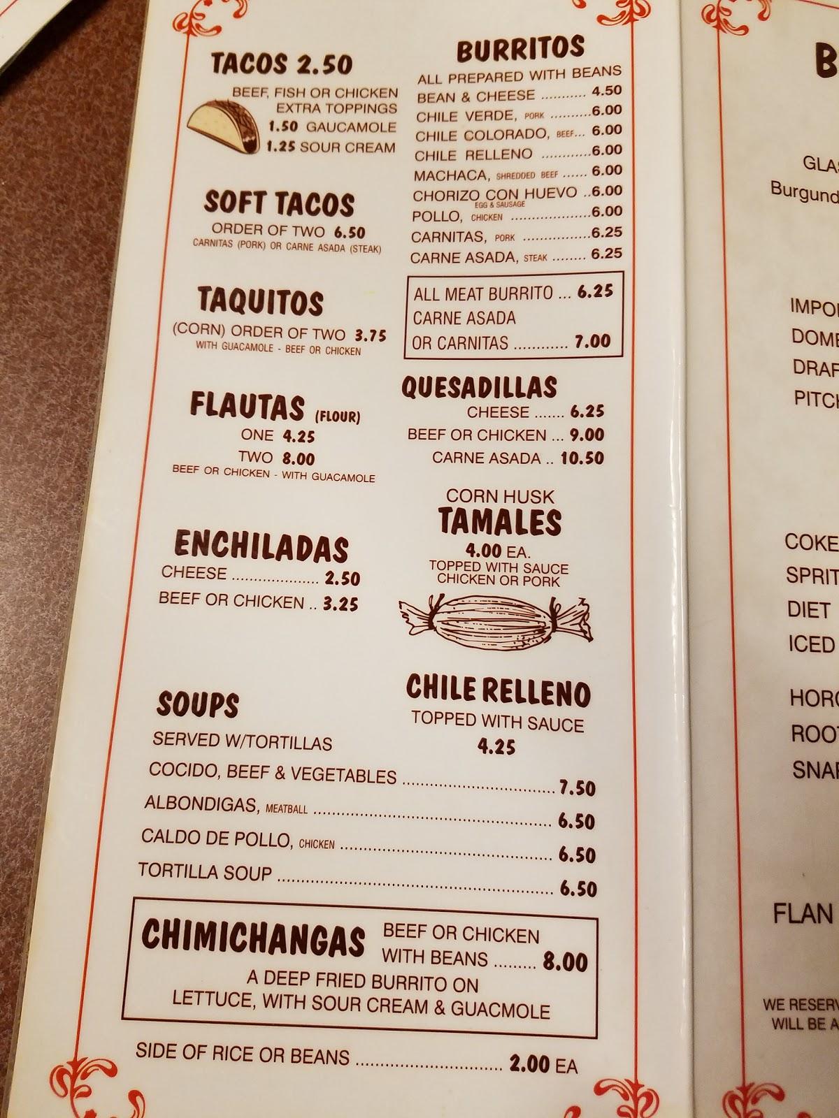 Menu at La Villa Kitchen steakhouse, San Dimas