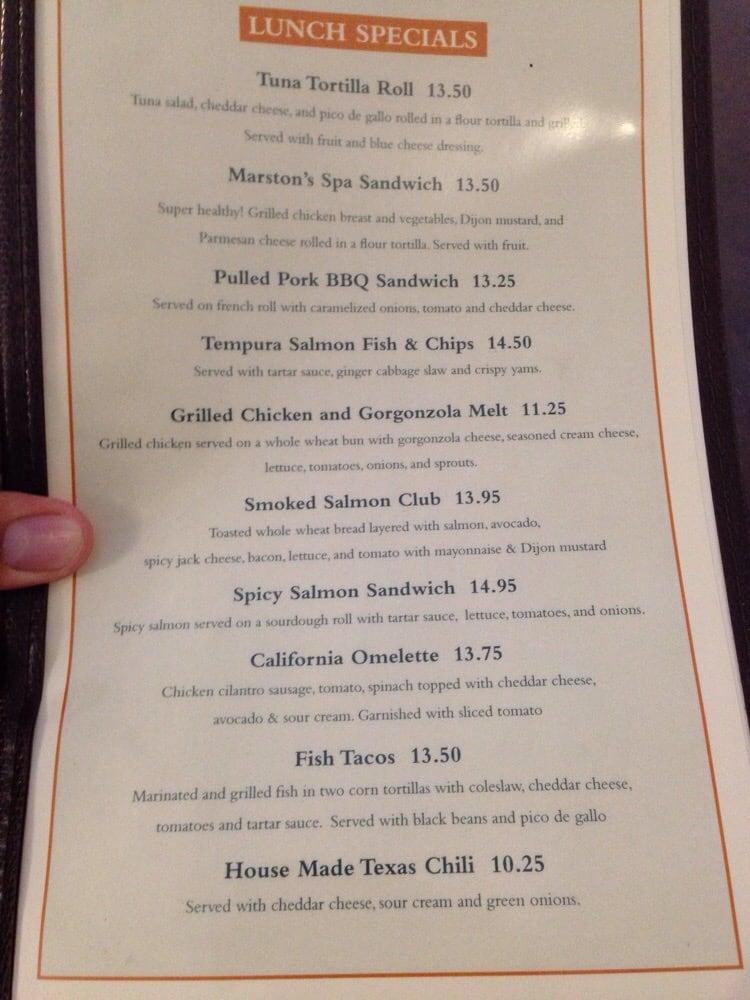 Menu at Marston's Pasadena restaurant, Pasadena, 151 E Walnut St