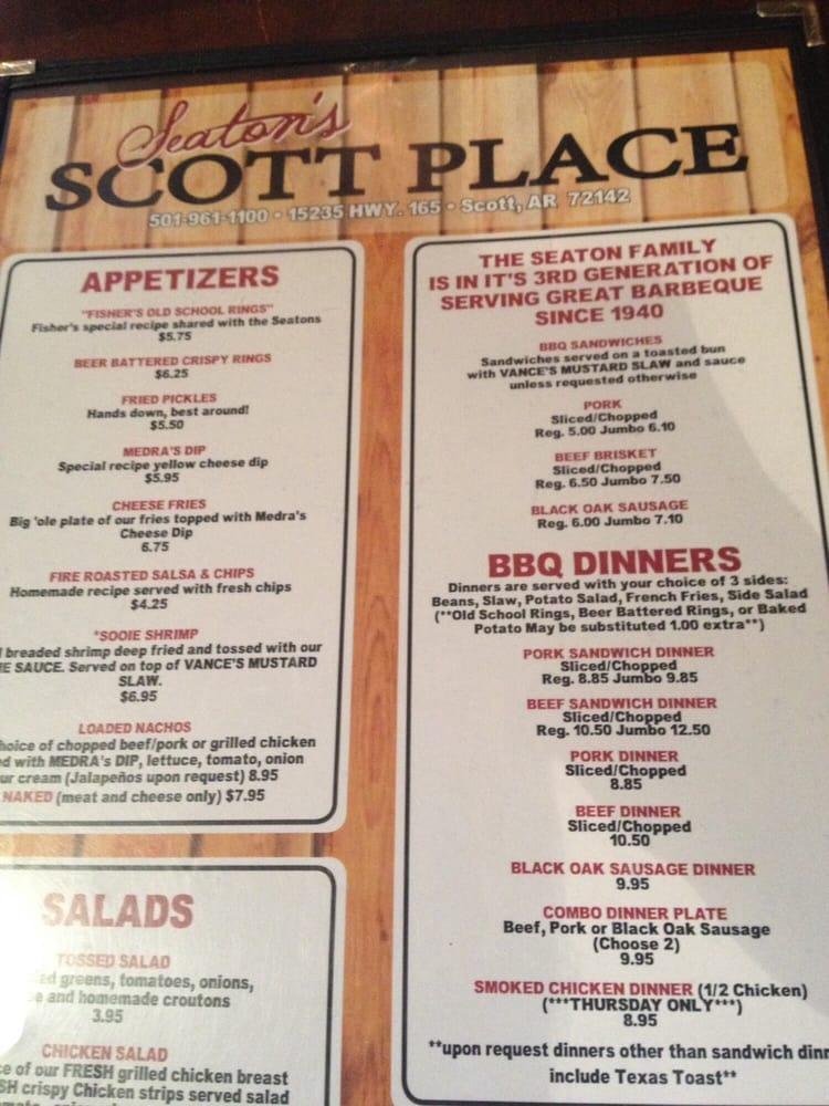Menu at Scott Station BBQ, Scott