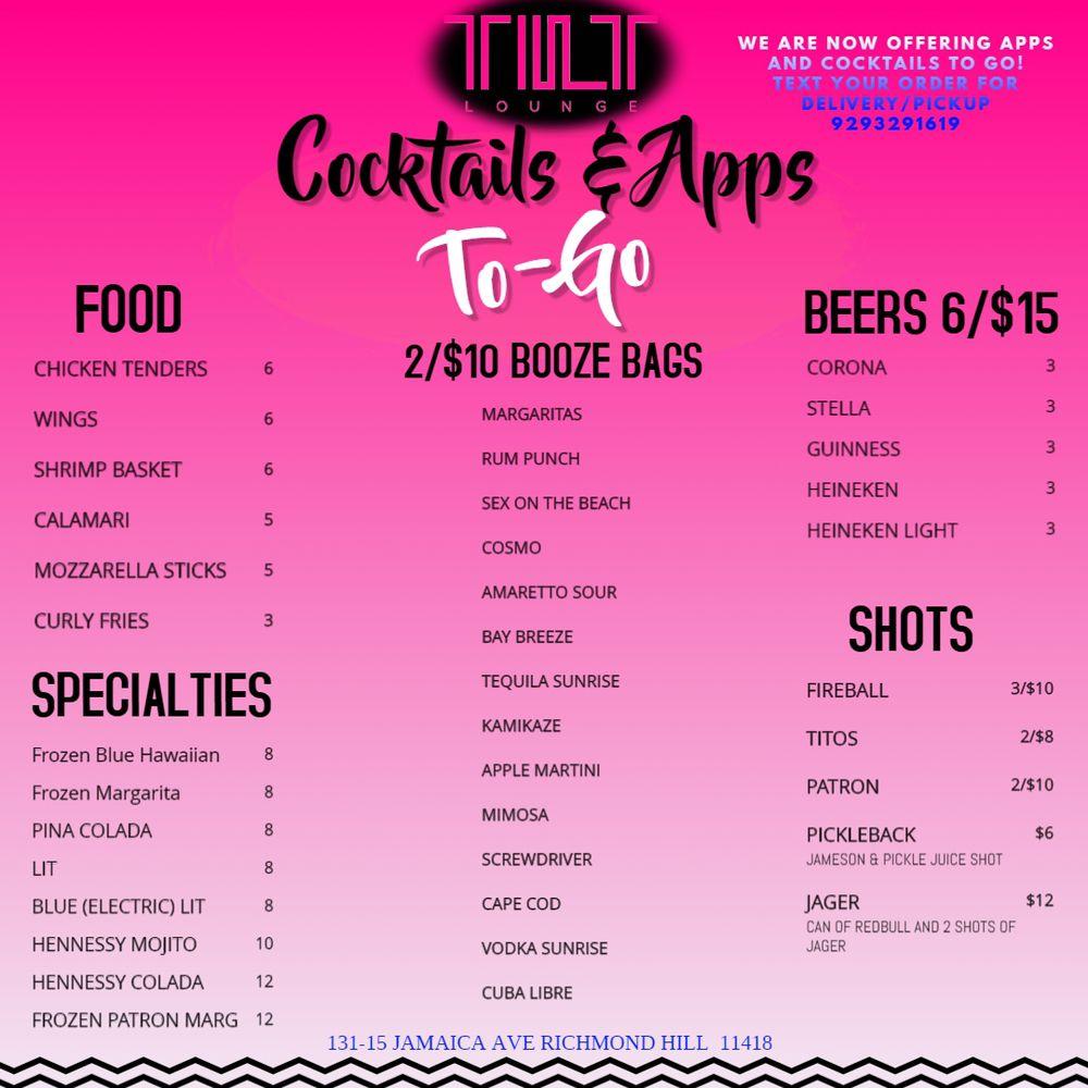 Menu at TILT LOUNGE pub & bar, New York City