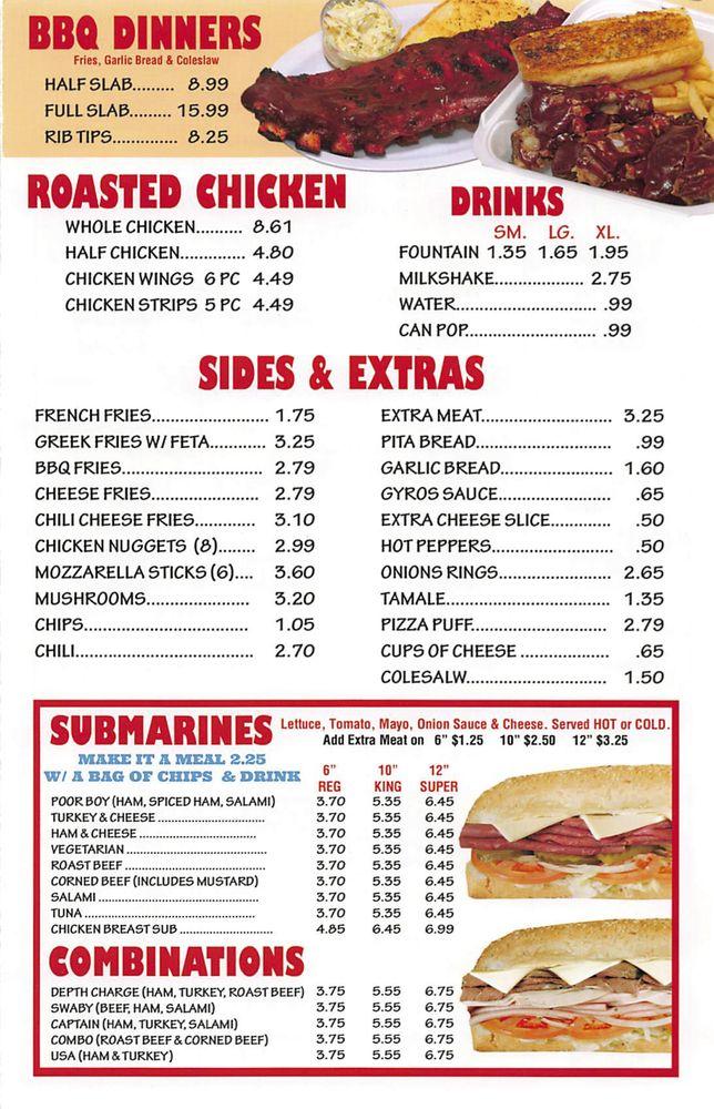 Menu at Poor Boy 2 fast food, Wheaton