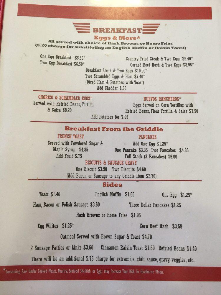 Menu at Sky Rider Cafe, Marana