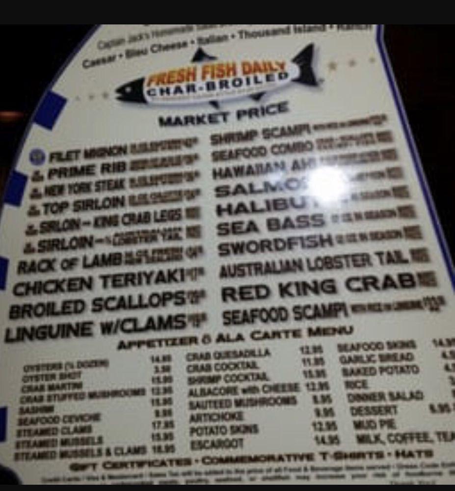 Menu at Captain Jack's pub & bar, Long Beach