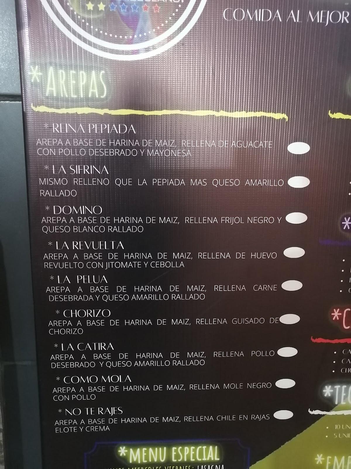 Menu at El Chamo Sabor venezolano restaurant, Jocotepec