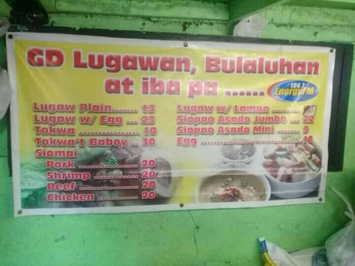 Menu at Gil & Doris Bulaluhan at Lugawan restaurant, Quezon City, 140 ...