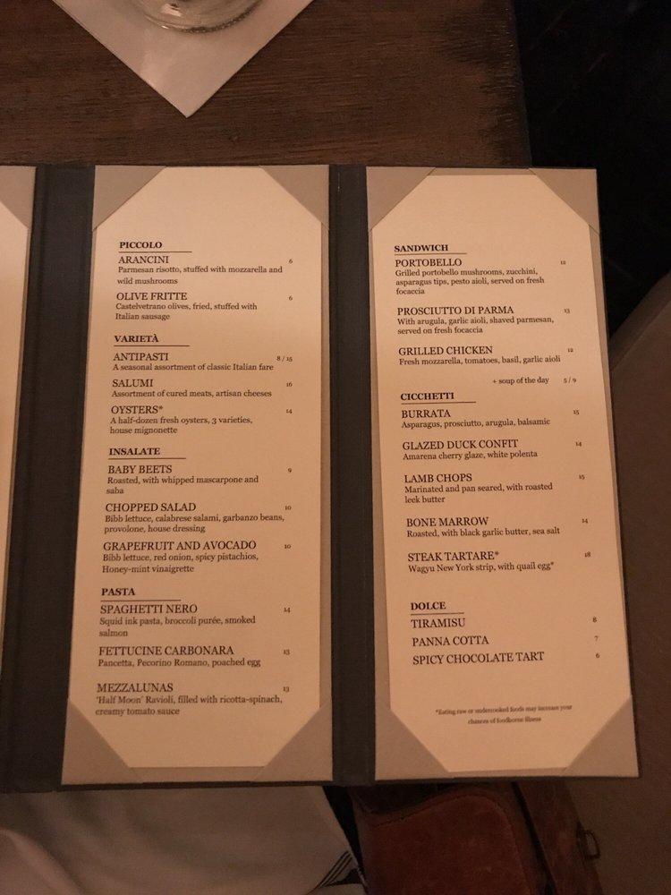 Menu at Il Terrazzo Carmine restaurant, Seattle