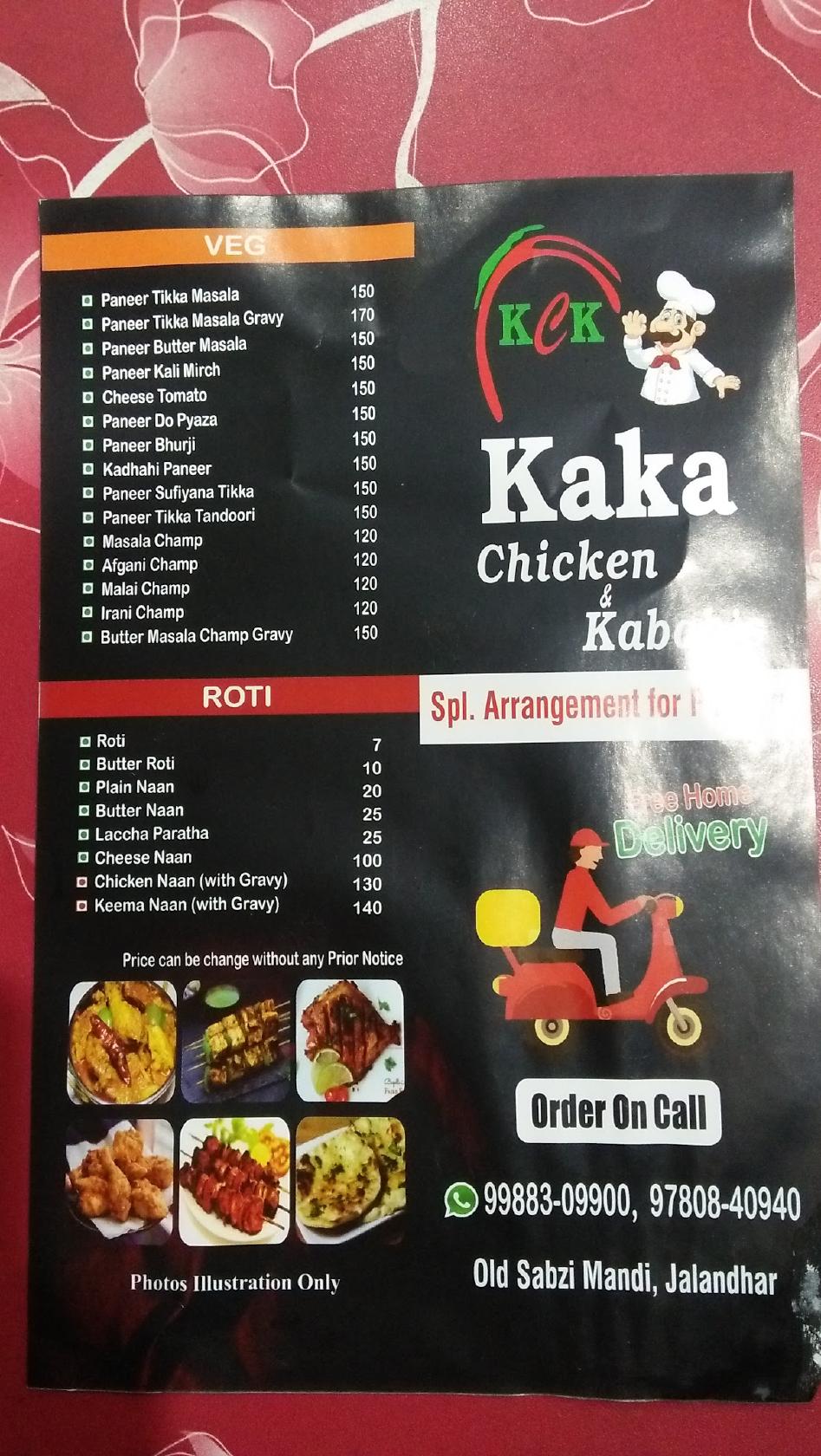 Menu at KAKA Chicken & kabab,s, Jalandhar