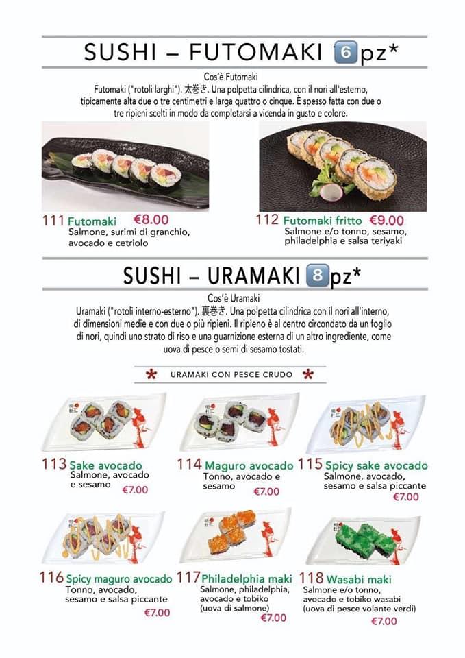 Menu at Ming du Sushi restaurant, Avellino