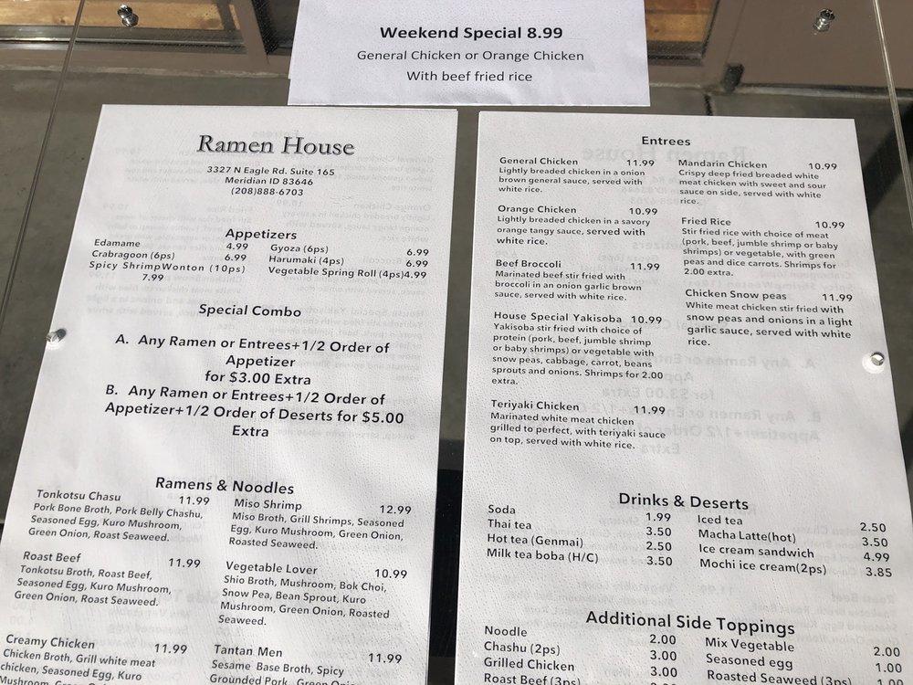 Menu at Ramen House restaurant, Meridian