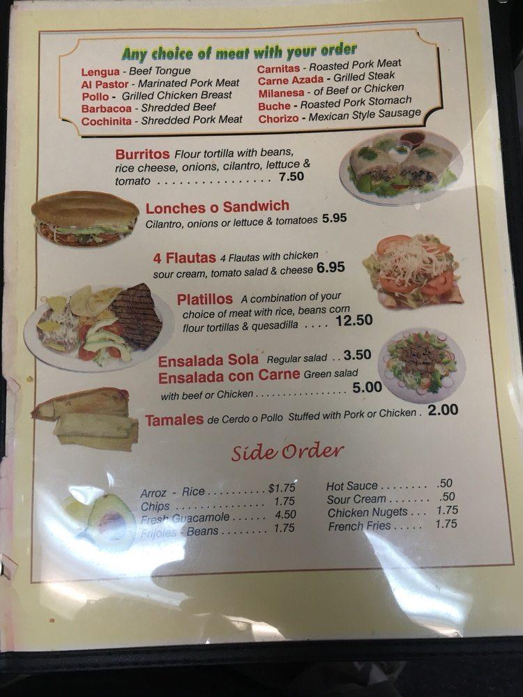 Menu at Tacos Mi Nacho restaurant, Meriden