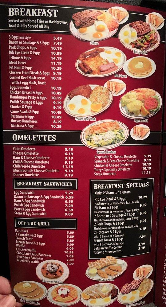 Menu at Terry's Cafe, Stanton